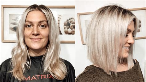 How To Cut Your Own Hair Into A Blunt Angled Bob Youtube