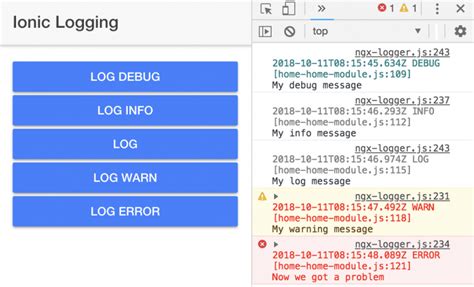 how to log better in your ionic app with ngx logger [v4] ionic