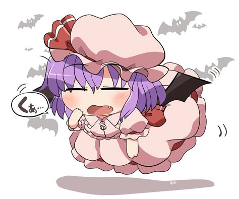 Remilia Scarlet 1girl Hat Solo Wings Bat Wings Purple Hair Open Mouth