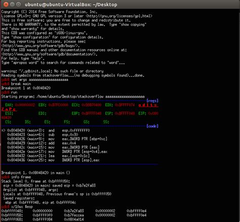 c finding argv address in gdb stack overflow
