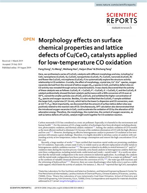 Pdf Morphology Effects On Surface Chemical Properties And Lattice