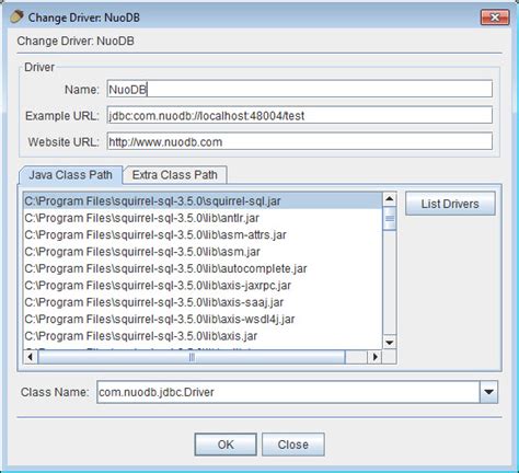 sql nuodb and third party explorer squirrel sql client sql