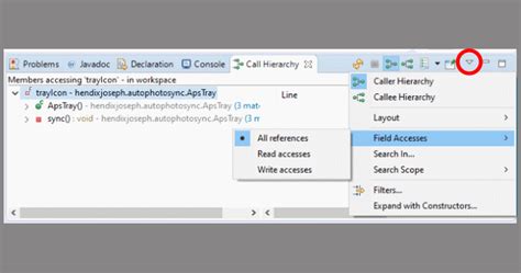 how to find all assignments to a variable in eclipse