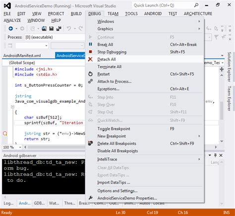 debugging isolated android processes with visualgdb visualgdb tutorials