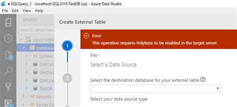 sql server 2019 polybase create external table error this operation