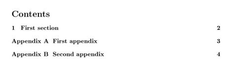 [tex latex] adding appendix in toc as appendix a appendix b using