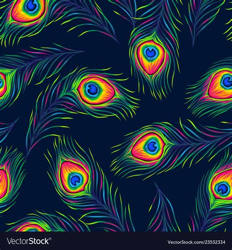 Peacock Feathers Seamless Pattern Royalty Free Vector Image
