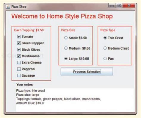 solved write a gui application program to create a menu for