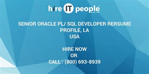 senior oracle pl sql developer rersume profile la hire it people