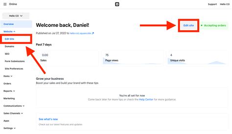 navigate the square online site editor square support center us