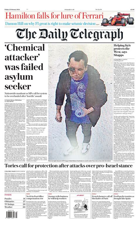 Daily Telegraph Front Page 2nd Of February 2024 Tomorrows Papers Today