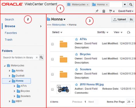accessing and navigating oracle webcenter content