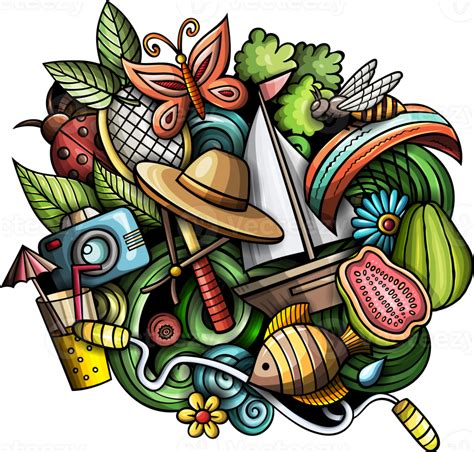 Sommar Detaljerad Tecknad Serie Illustration 38041572 Png