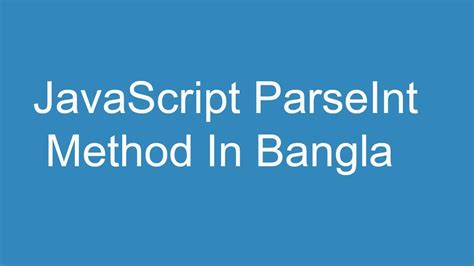 javascript parseint method in bangla youtube