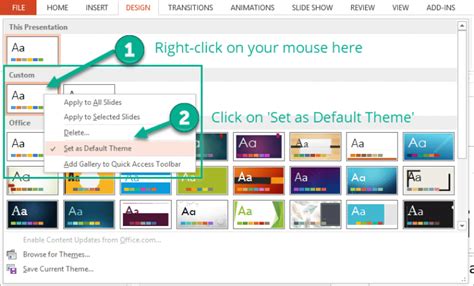 how to set a custom template as the default in powerpoint