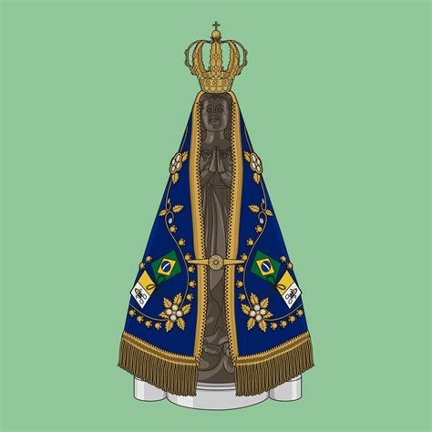Nossa Senhora Da Concepção Aparecida Ilustração Vetorial Colorida