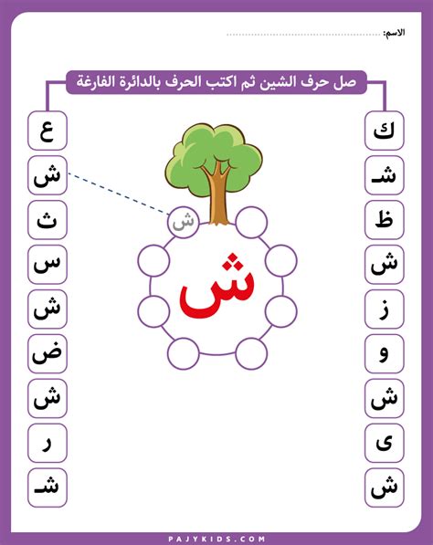 أنشطة الحروف نشاط حرف شين للأطفال