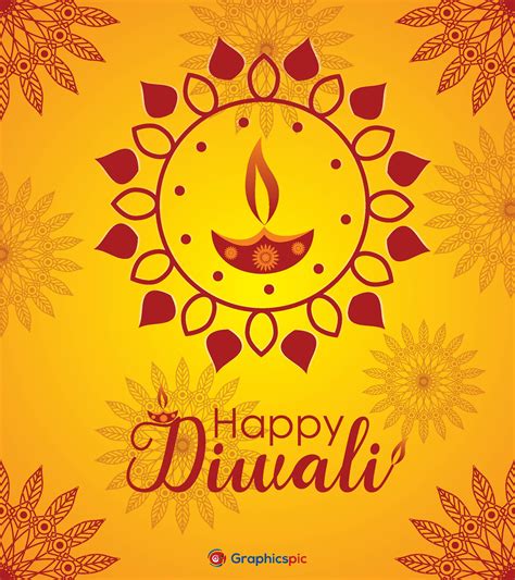 Happy Diwali Yellow Background Free Vector Graphics Pic