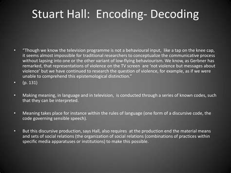 Ppt Stuart Hall Encoding Decoding Powerpoint Presentation Free
