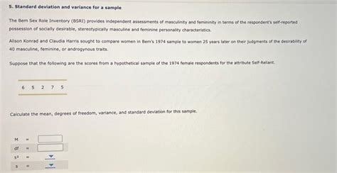 Solved 5 Standard Deviation And Variance For A Sample The