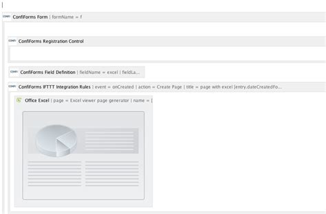 using confluence excel macro with pages created by confiforms app