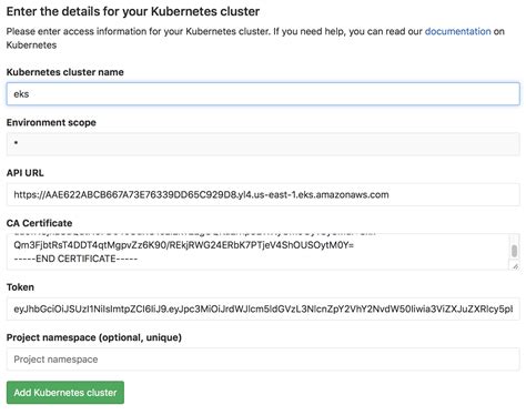 index · eks and gitlab · clusters · project · user · help
