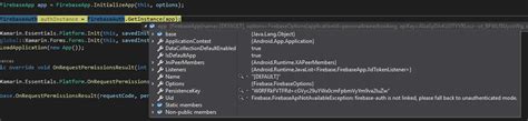 c firebaseauthstance is null when trying to sign in create