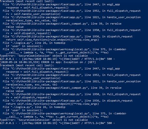 python flask typeerror securecookiesession object is not callable