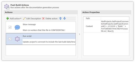 run post build actions when the documentation is generated and create