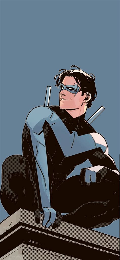 A Comic Character Sitting On Top Of A Building With His Hands In His