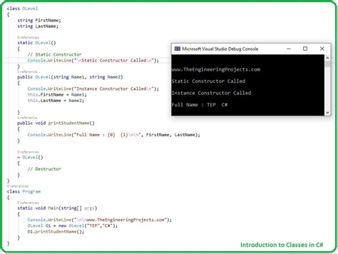 introduction to classes in c the engineering projects