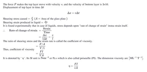 Homework And Exercises Coefficient Of Viscosity Eta Frac{f L}{v A