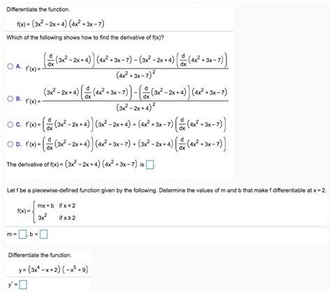 Solved Differentiate The Function F X 3x 2x 4 4x2