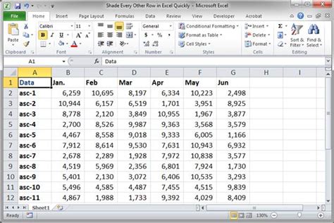 shade every other row in excel quickly
