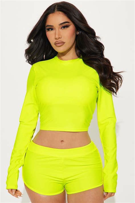 Maui Long Sleeve Bikini Top Lime Fashion Nova Swimwear Fashion Nova