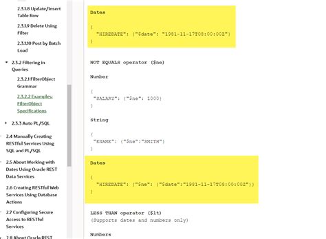 oracle rest apis and query parameter examples using employees