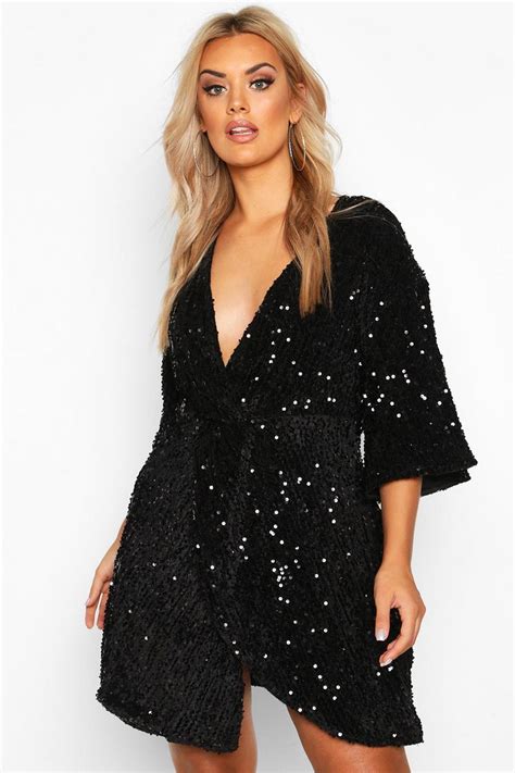 Plus Sequin Twist Front Dress Boohoo