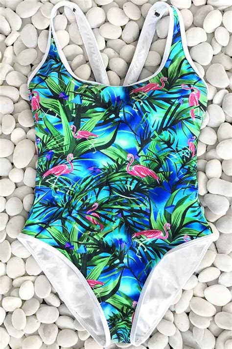 Mystical Rainforest Flamingo One Piece Swimsuit