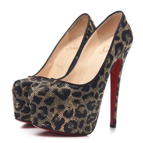 Christian Louboutin Jacquard Leopard Print Daffodile 160 Platform Pumps