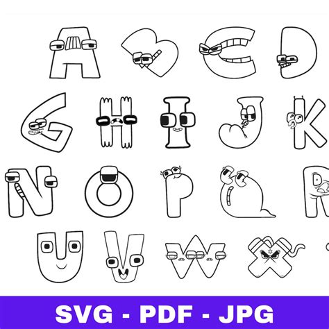Alphabet Lore Coloring Page Alphabet Lore Outline Vector Inspire