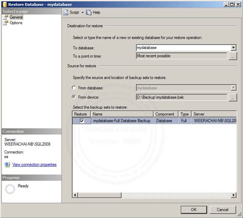 sql server 2008 restore database