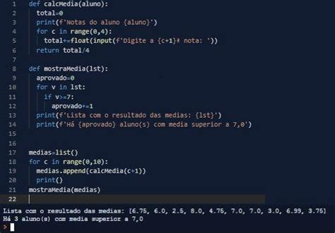 faça um programa em python peça quatro notas de 10 alunos após entrar