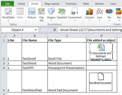 how to embed a file as an object in a microsoft excel