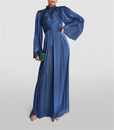Womens Costarellos Blue Gathered Detail Gown Harrods Uk