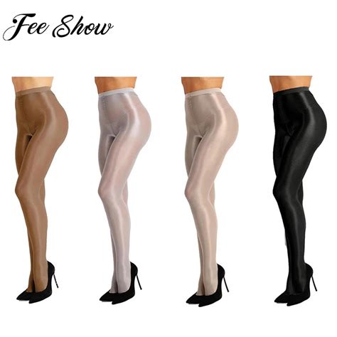 Feeshow Sexy Women Control Top Ultra Shimmery Thickness Footed Silk