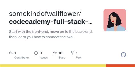 github somekindofwallflower codecademy full stack engineer start