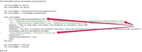 example macro code to send email excel outlook workbook