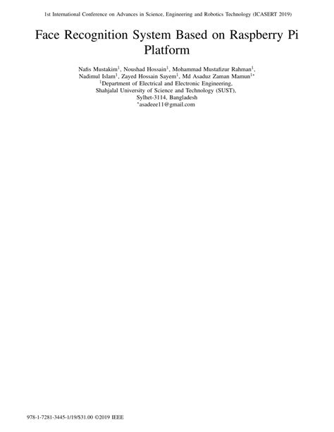 pdf face recognition system based on raspberry pi platform