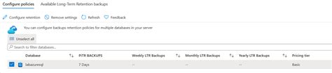 configure long term backup retention for azure sql database