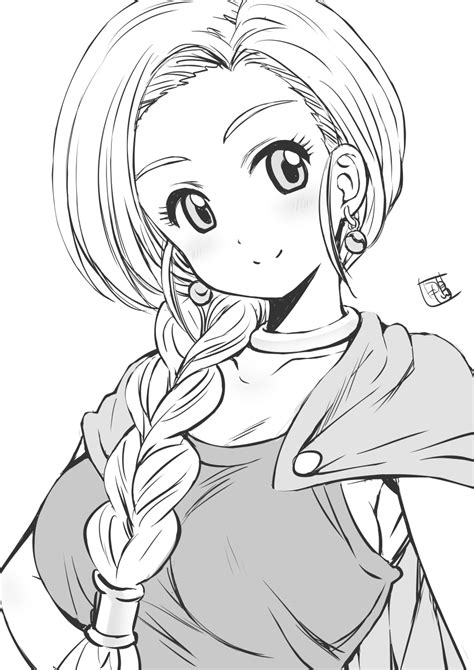 Safebooru 1girl Bianca Dq5 Blush Braid Breasts Cape Choker